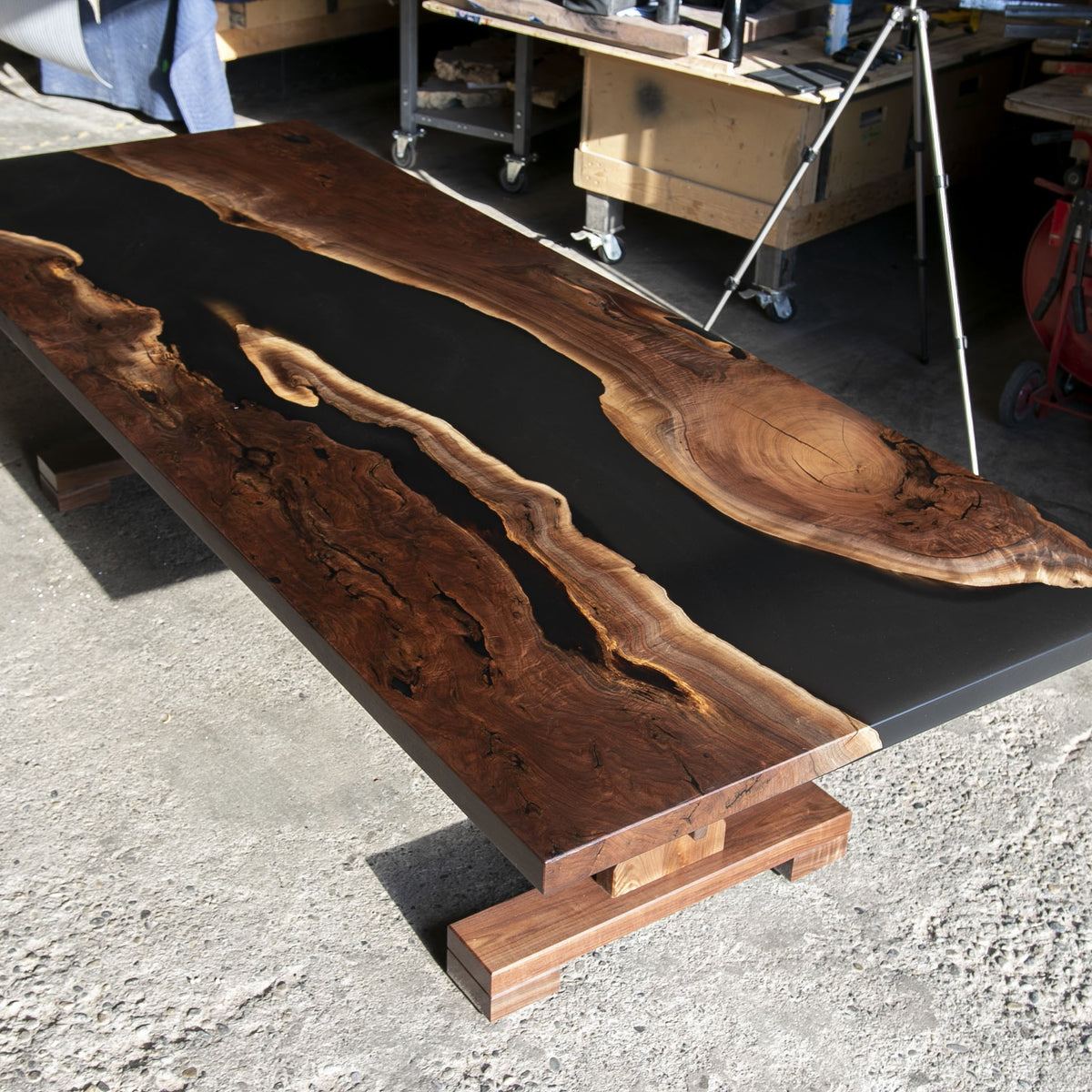 Claro Walnut and Tinted Resin Dining Table – Black Forest Wood Co.