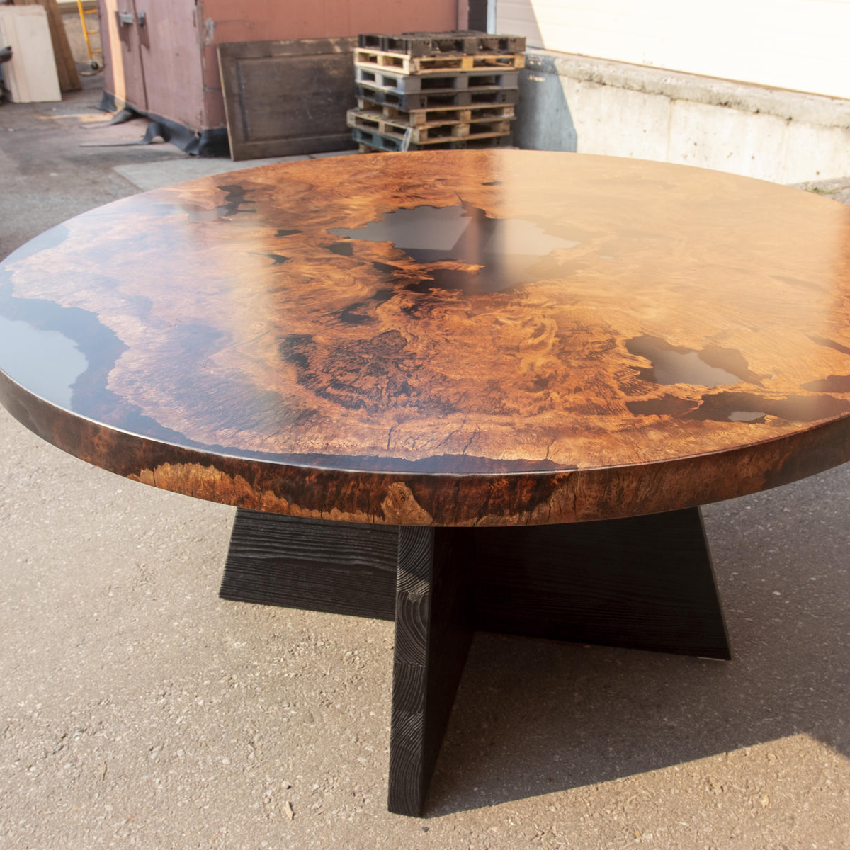 Sycamore Burl Dining Table – Black Forest Wood Co.