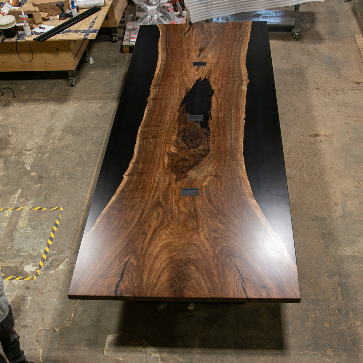 Claro Walnut and Black Resin Conference Table – Black Forest Wood Co.