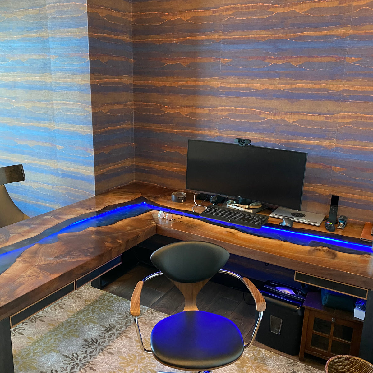 Claro Walnut and Midnight Blue Resin Desk – Black Forest Wood Co.