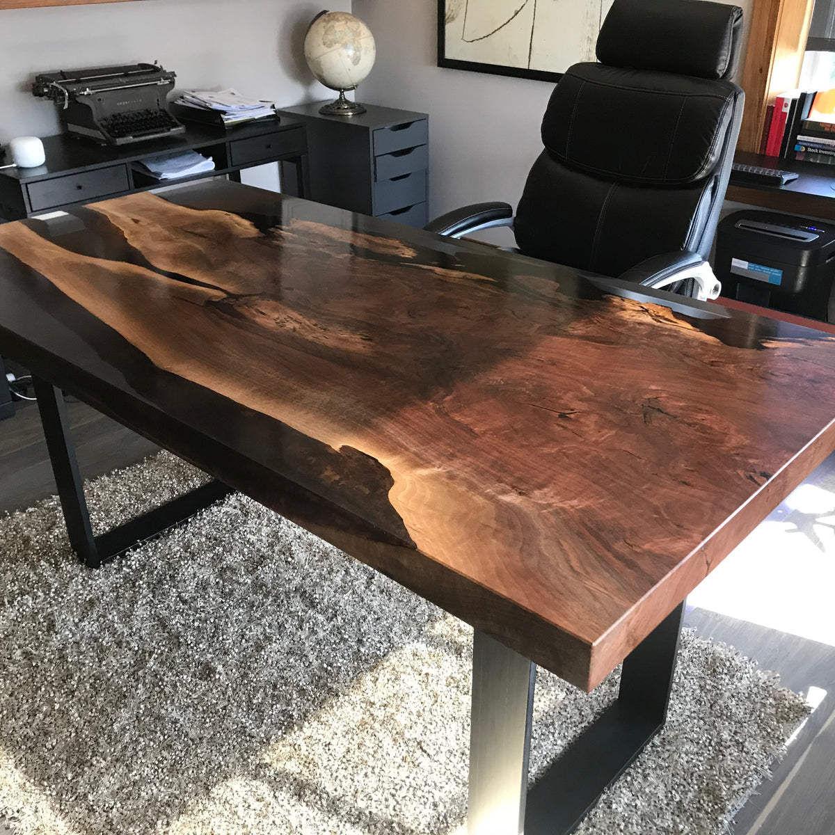 Claro Walnut and Tinted Resin Desk – Black Forest Wood Co.