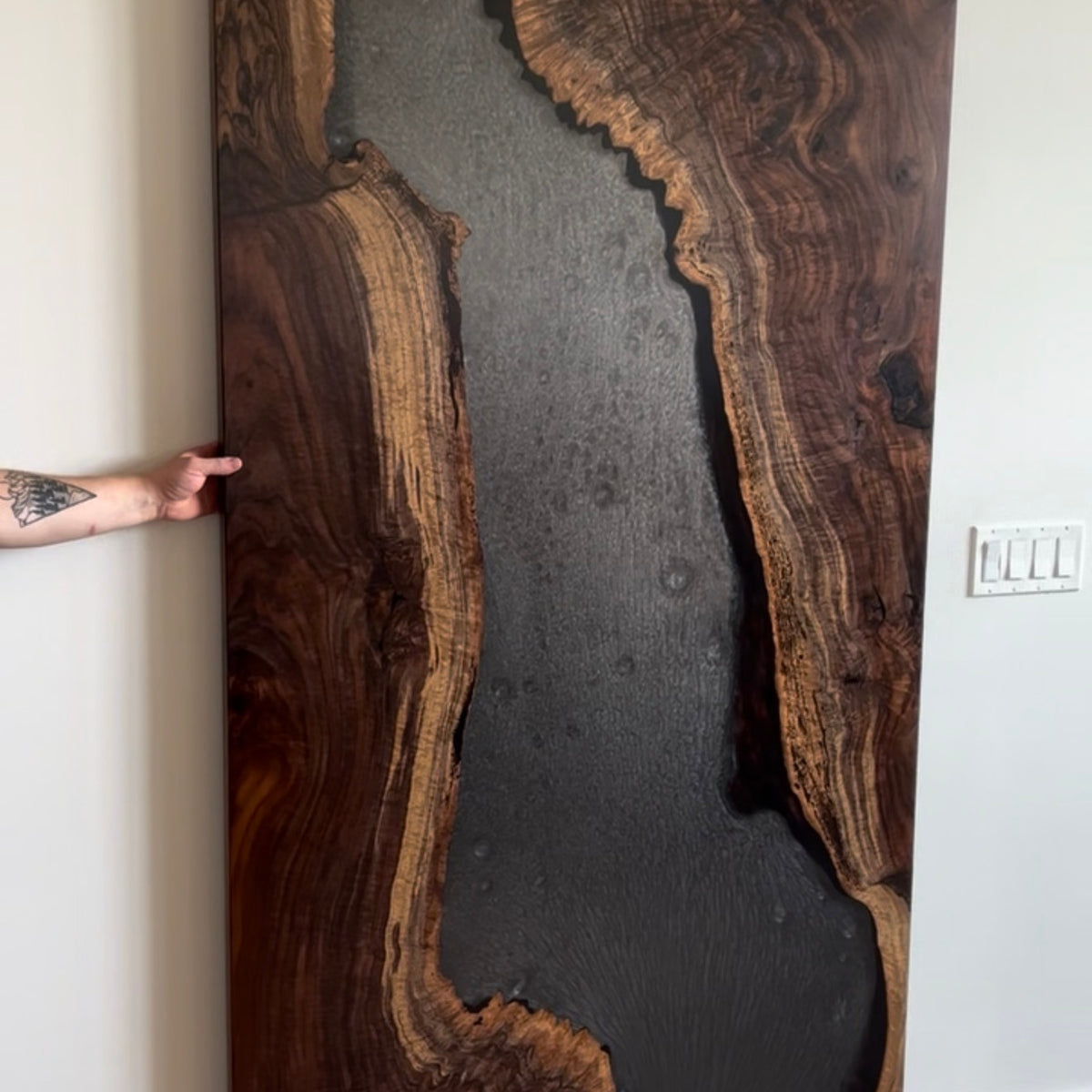 Grafted Walnut Burl Barn Door – Black Forest Wood Co.