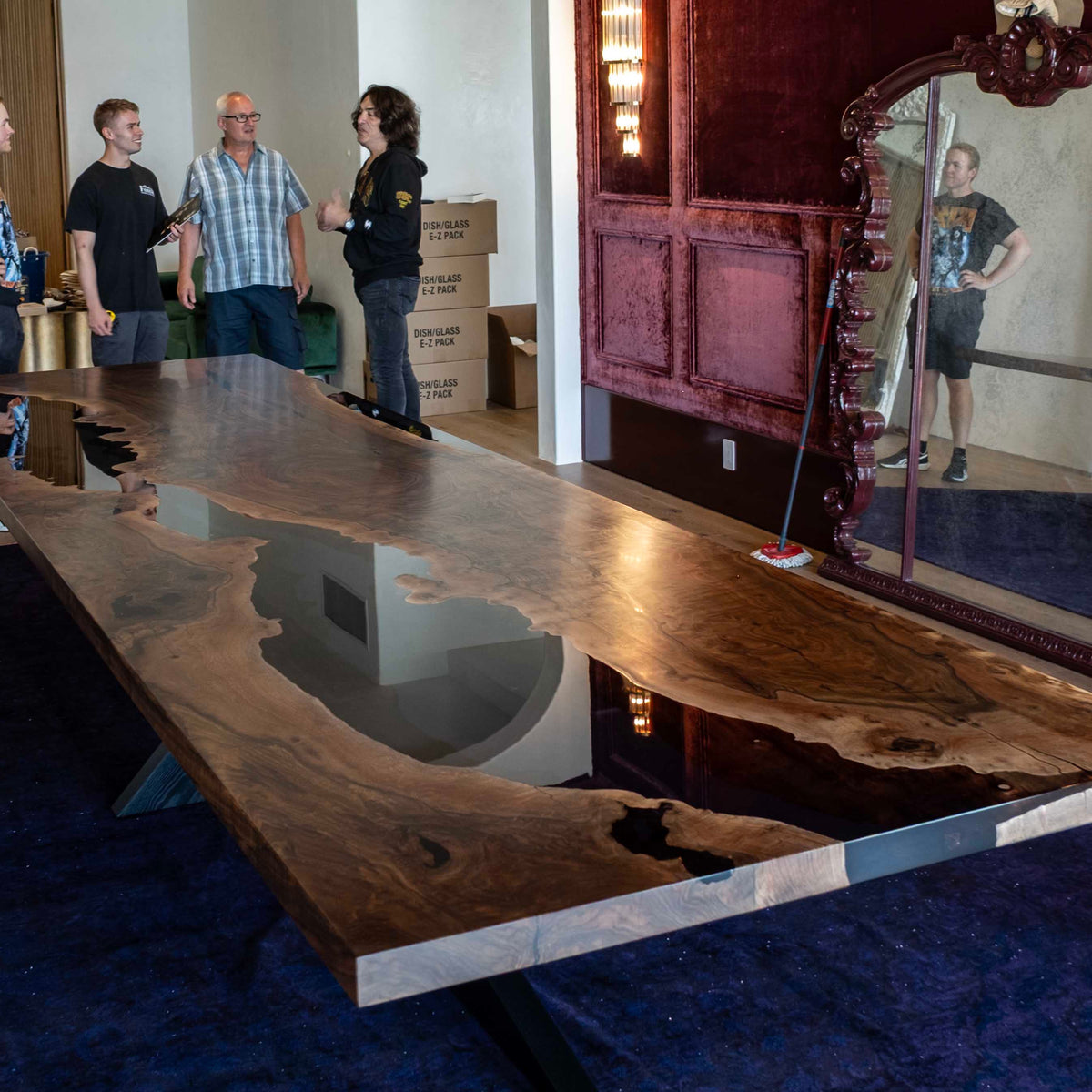 Claro Walnut Burl Dining Table for Paul Stanley – Black Forest Wood Co.