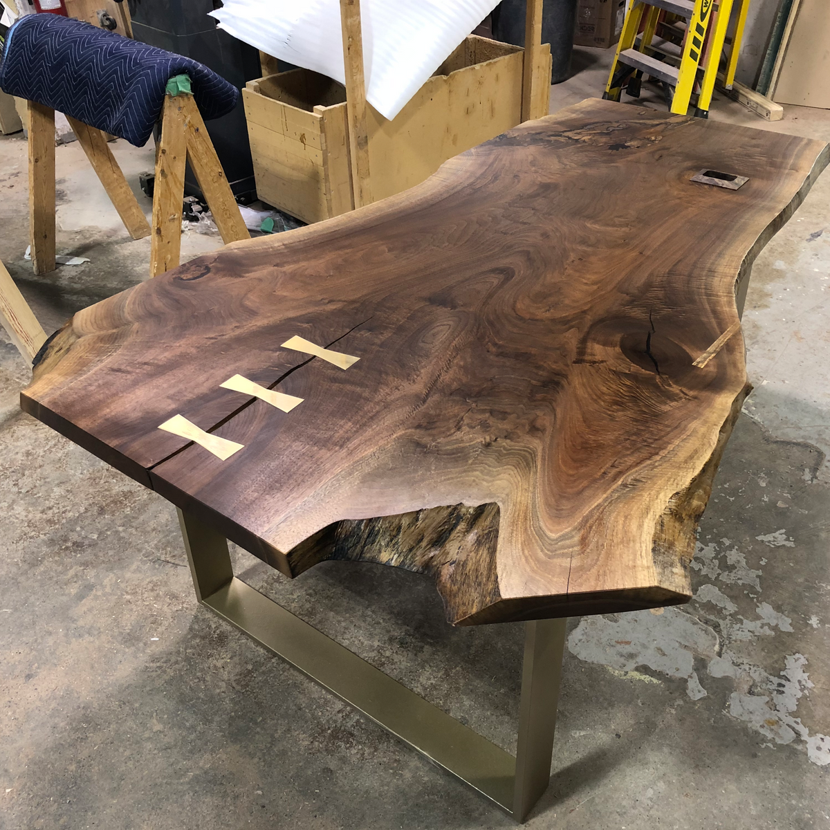 Walnut Desk with Brass Details – Black Forest Wood Co.