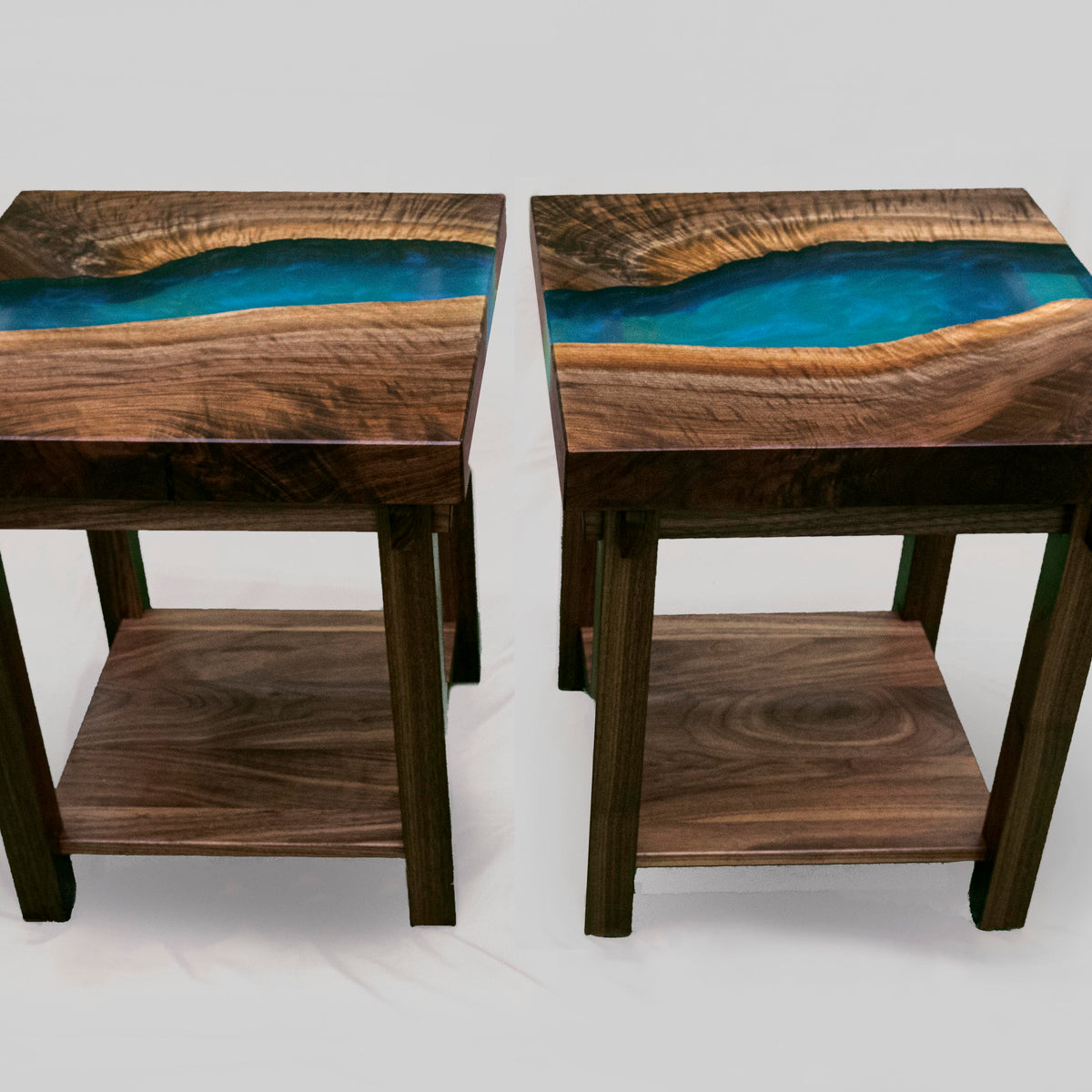 Black Walnut and Blue Resin End Tables – Black Forest Wood Co.