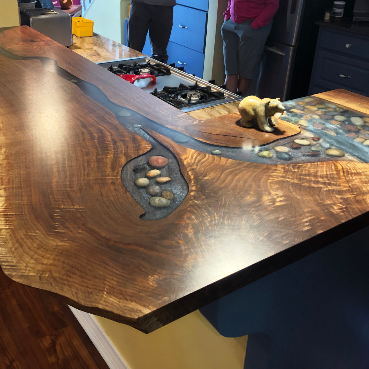 Black Walnut Countertop with River Rocks – Black Forest Wood Co.